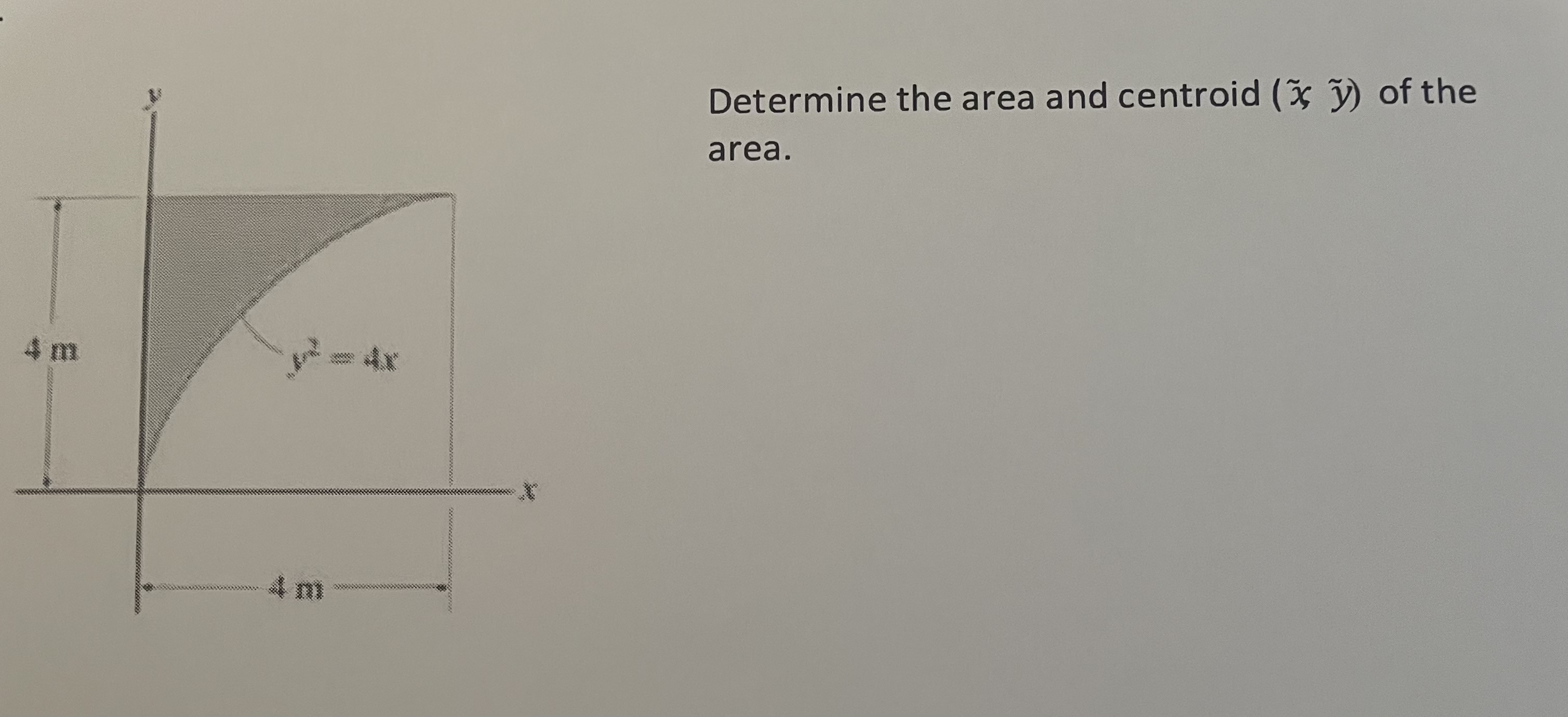 Solved Determine the area and centroid (tilde(x),tilde(y)) | Chegg.com