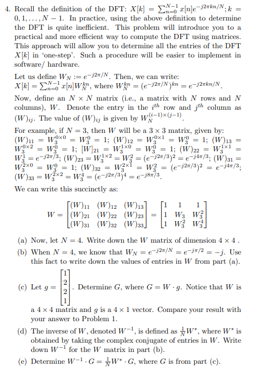 Solved Recall the definition of the DFT: | Chegg.com