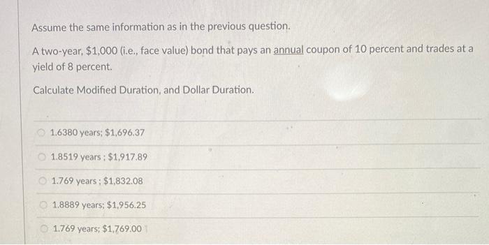 Solved Assume the same information as in the previous | Chegg.com
