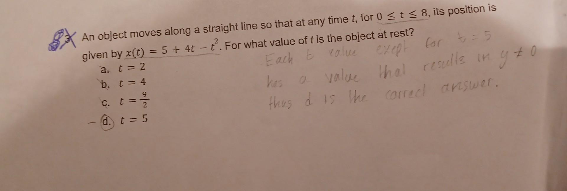 Solved An object moves along a straight line so that at any | Chegg.com
