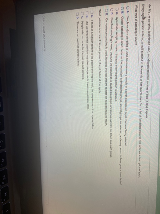 Solved Identify the sampling techniques used, and discuss | Chegg.com