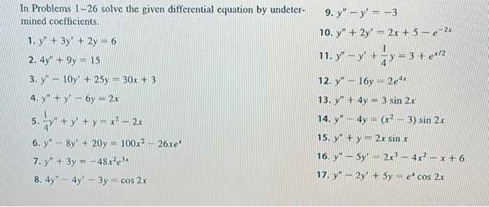 Solved In Problems 1−26 solve the given differential | Chegg.com