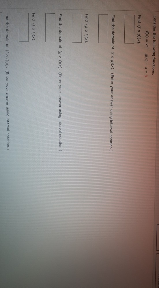 Solved Consider the following functions. f(x) = x2, 9(x) = x | Chegg.com