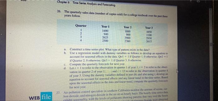 Solved Chapter 6 Time Series Analysis And Forecasting 26 2069