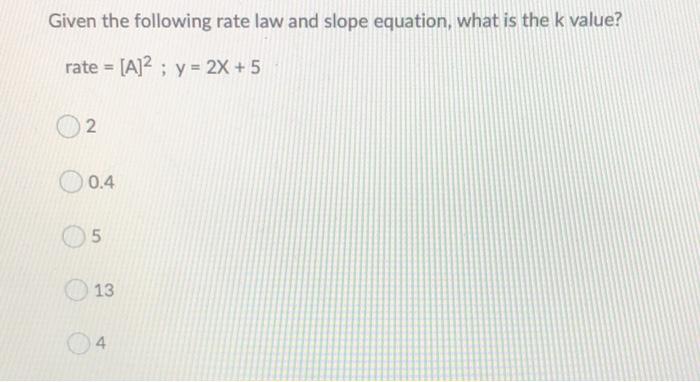 Solved Given the following rate law and slope equation, what | Chegg.com