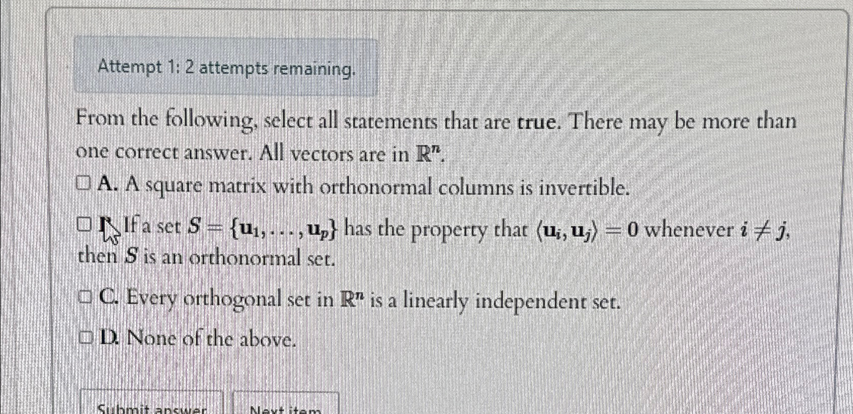 Solved Attempt 1:2 ﻿attempts remaining.From the following, | Chegg.com