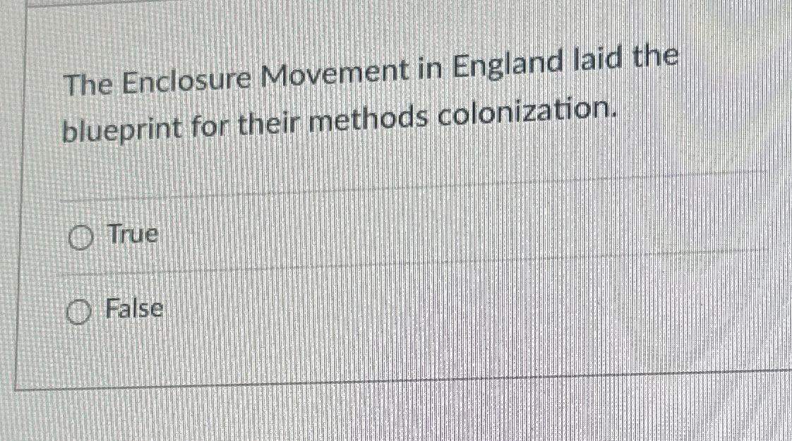 Solved The Enclosure Movement in England laid the blueprint | Chegg.com