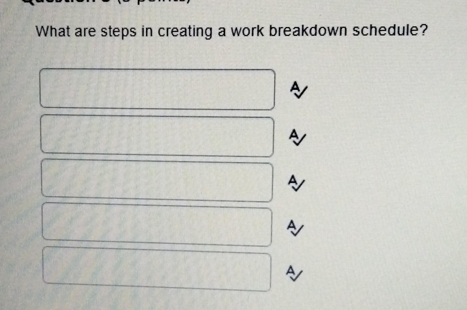 Solved What are steps in creating a work breakdown schedule? | Chegg.com
