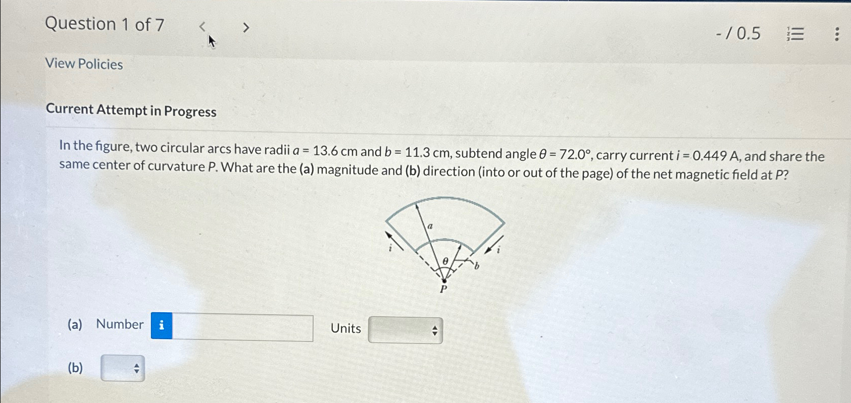 Solved Question 1 ﻿of 7-0.5View PoliciesCurrent Attempt in | Chegg.com