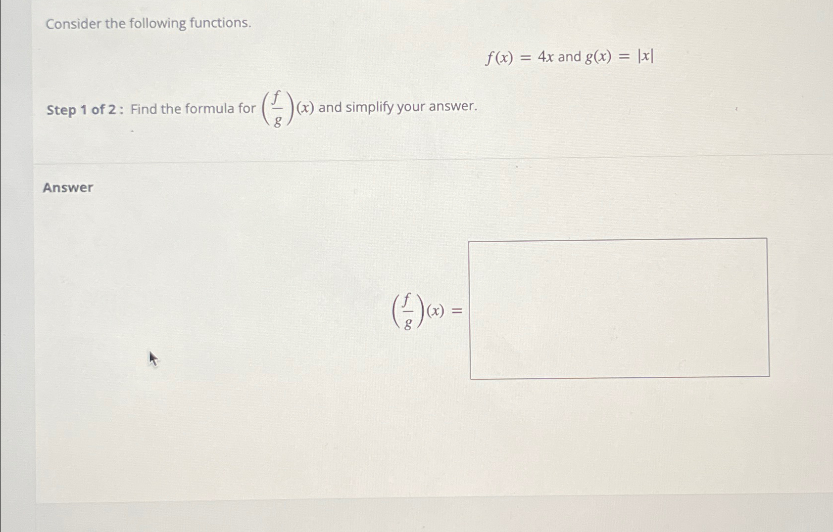 Solved Consider the following functions.f(x)=4x ﻿and | Chegg.com