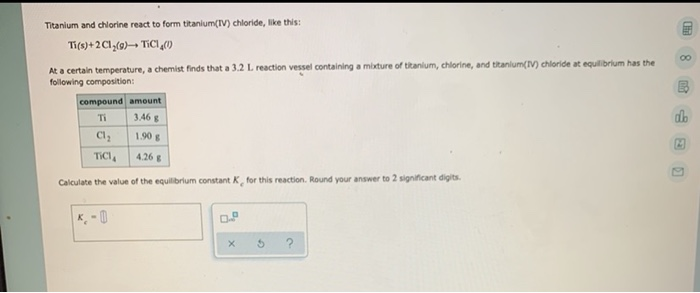Solved Titanium and chlorine react to form titanium(IV) | Chegg.com