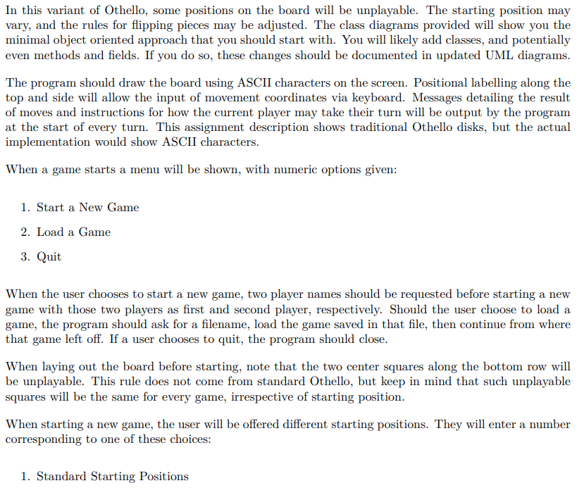 Solved INJAVA Figure 1: The standard Othello starting | Chegg.com