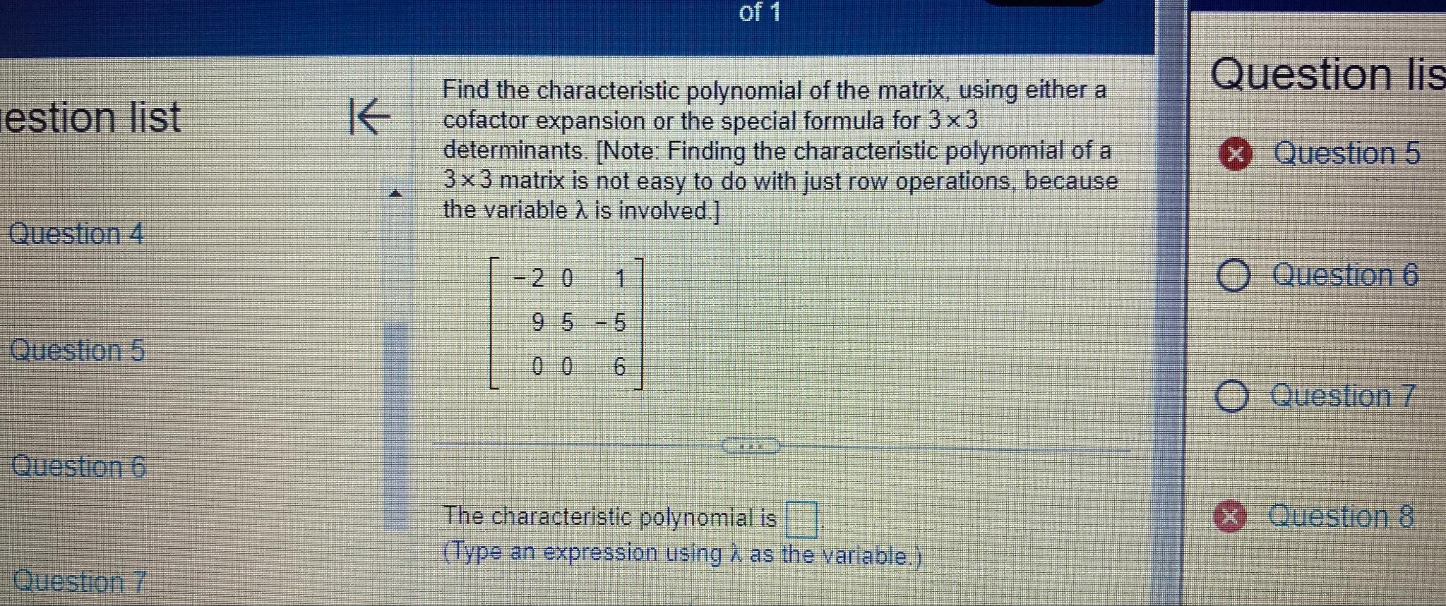 Solved of 1estion list ,KQuestion 4Question 5Question 6Find | Chegg.com