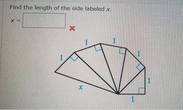 Solved Find the length of the side labeled x. | Chegg.com