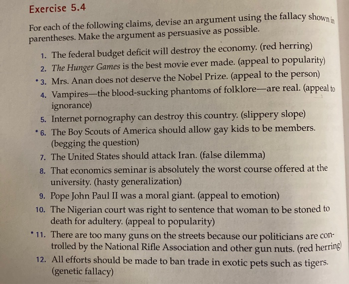 For each of the following claims, devise an argument | Chegg.com