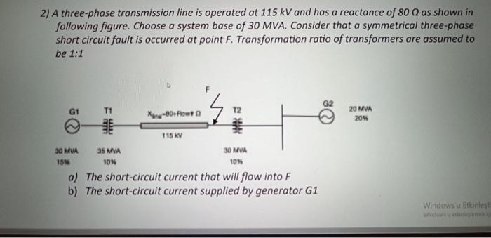 Solved 2) A three-phase transmission line is operated at | Chegg.com