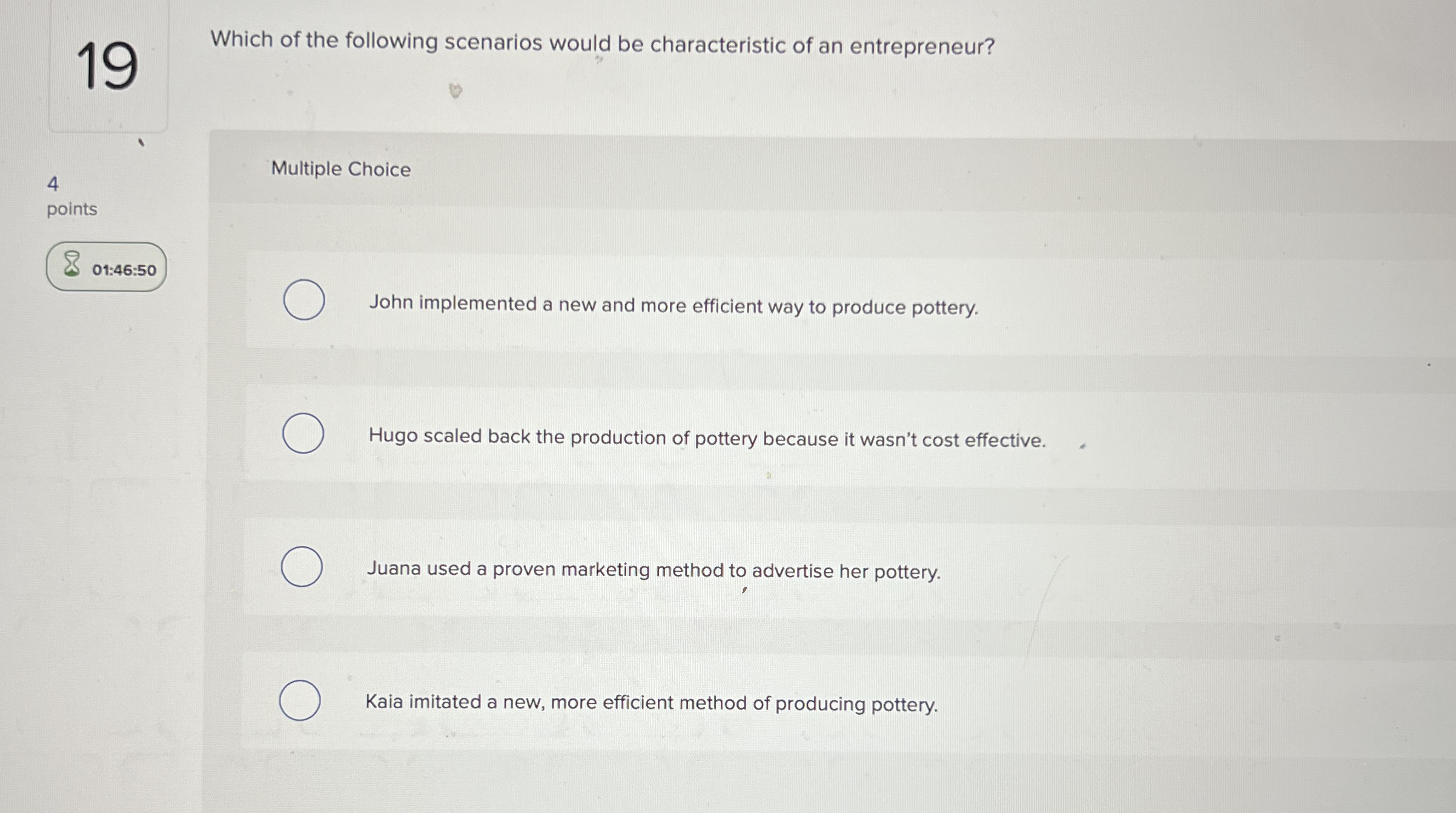 Solved 19Which of the following scenarios would be | Chegg.com