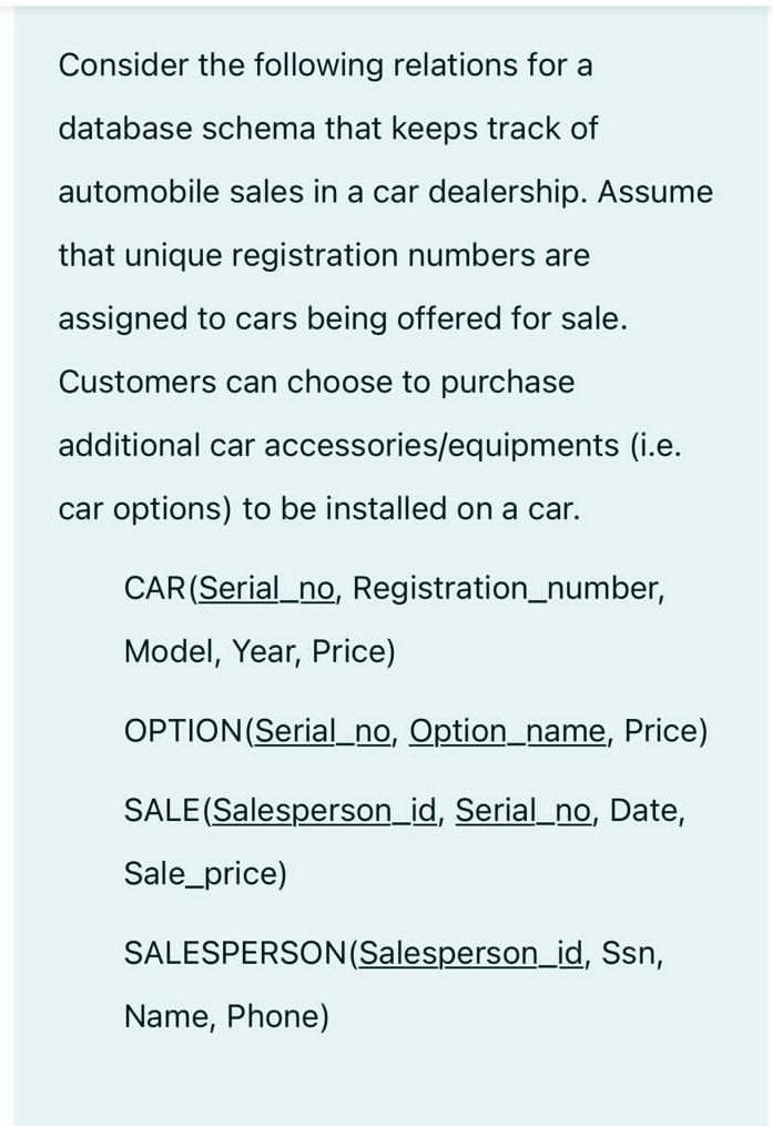 Solved Consider the following relations for a database | Chegg.com