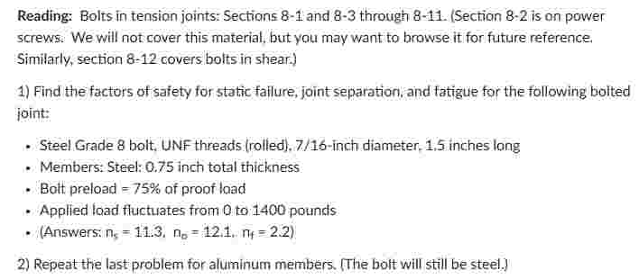 1) ﻿Find the factors of safety for static failure, | Chegg.com