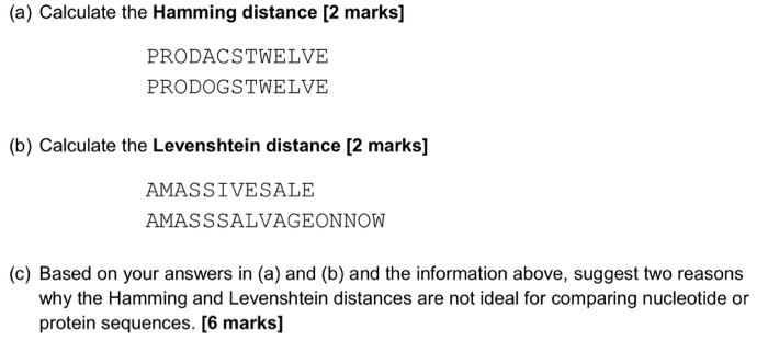 Solved (a) Calculate the Hamming distance [2 marks] | Chegg.com