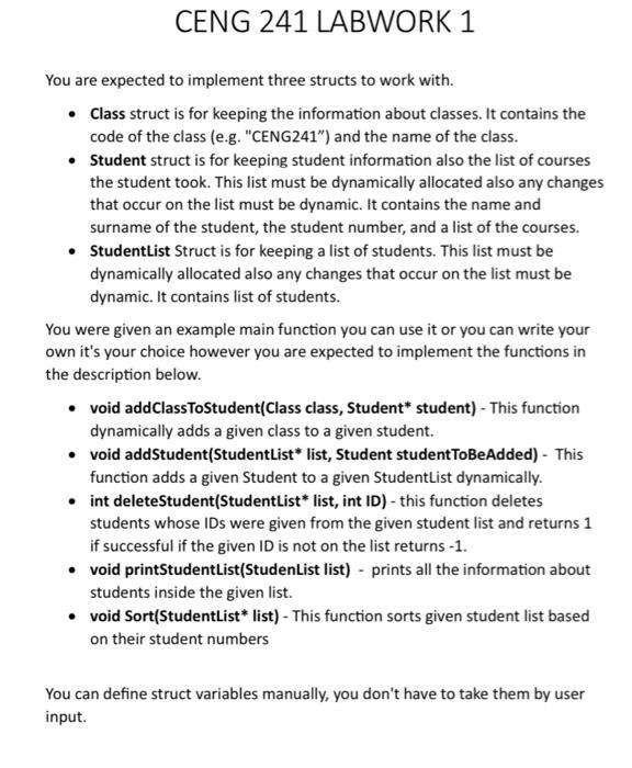 Solved You are expected to implement three structs to work | Chegg.com