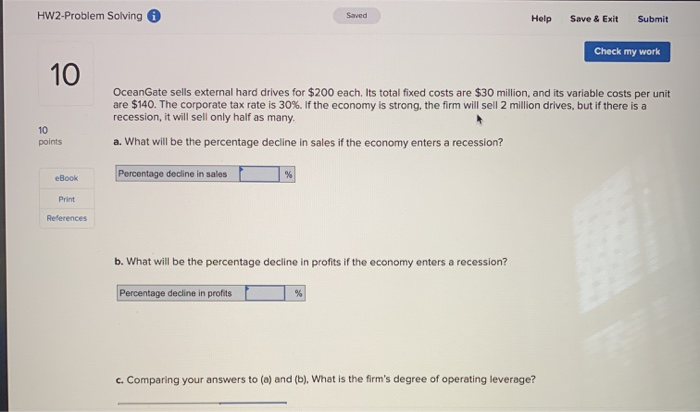 Solved HW2-Problem Solving Saved Help Save & Exit Submit | Chegg.com