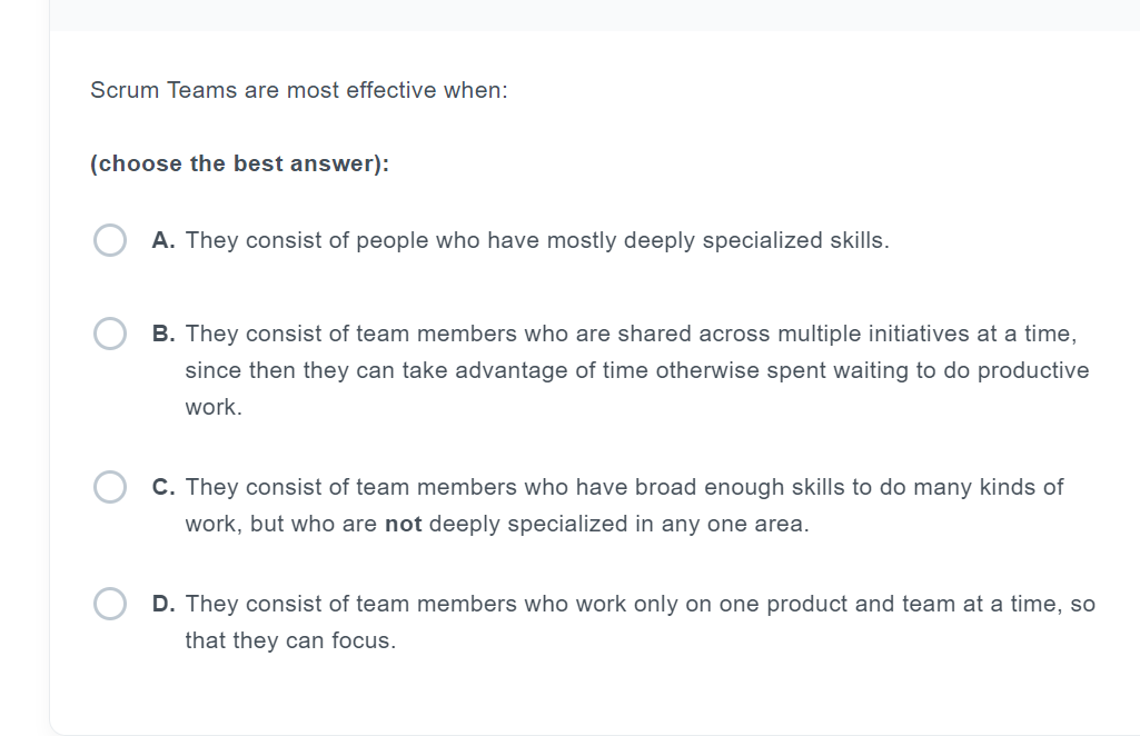 Solved Scrum Teams are most effective when:Scrum Teams are | Chegg.com