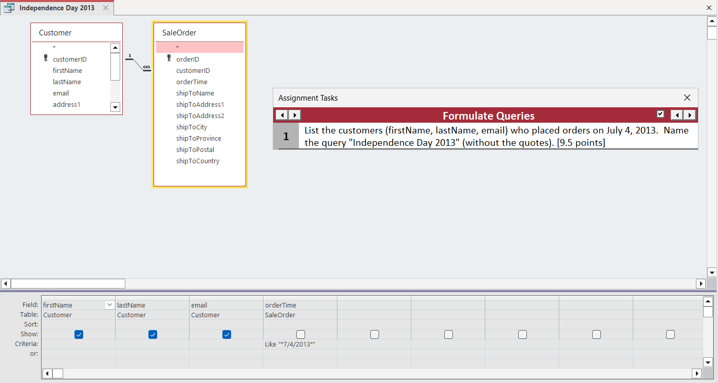 Solved Add parameters to the prior query so that when | Chegg.com
