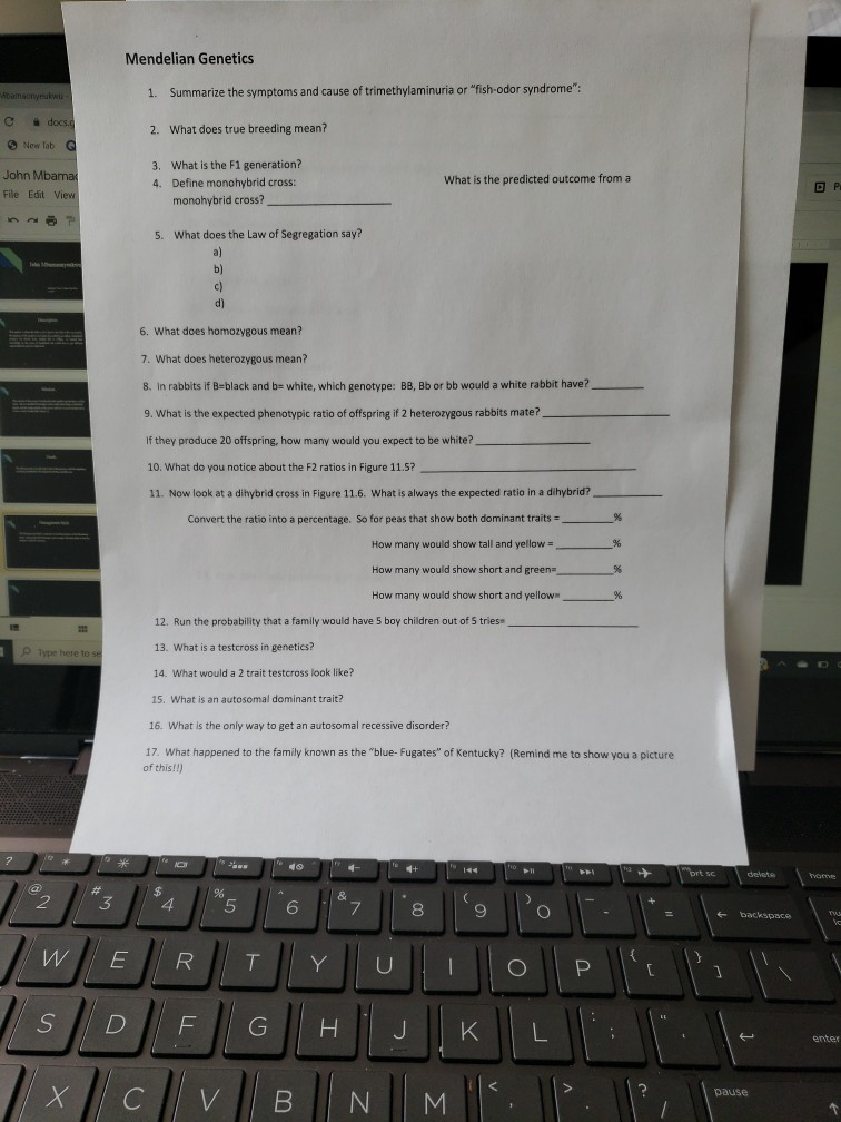 Solved Mendelian Genetics 1. Summarize the symptoms and | Chegg.com