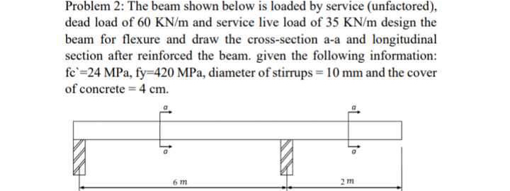 Solved Problem 2: The beam shown below is loaded by service | Chegg.com