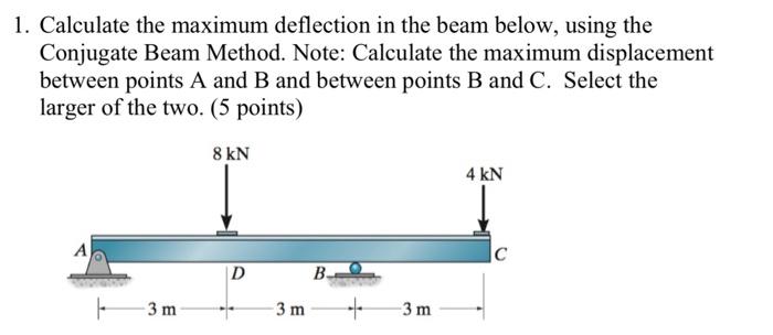 1. Calculate the maximum deflection in the beam | Chegg.com