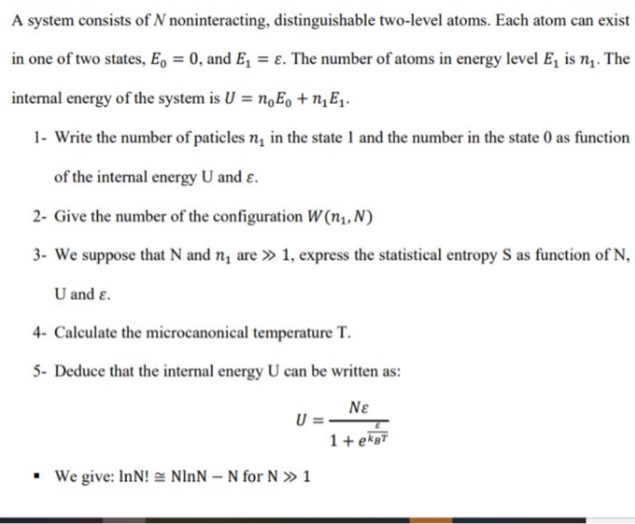 Solved A system consists of N noninteracting, | Chegg.com
