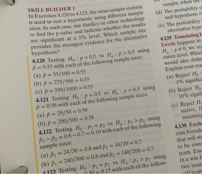 Solved SKILL BUILDER 1 In Exercises 4.120 to 4.123, the same | Chegg.com