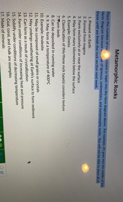 Solved Igneous Rocks Sedimentary Rocks Metamorphic Rocks | Chegg.com