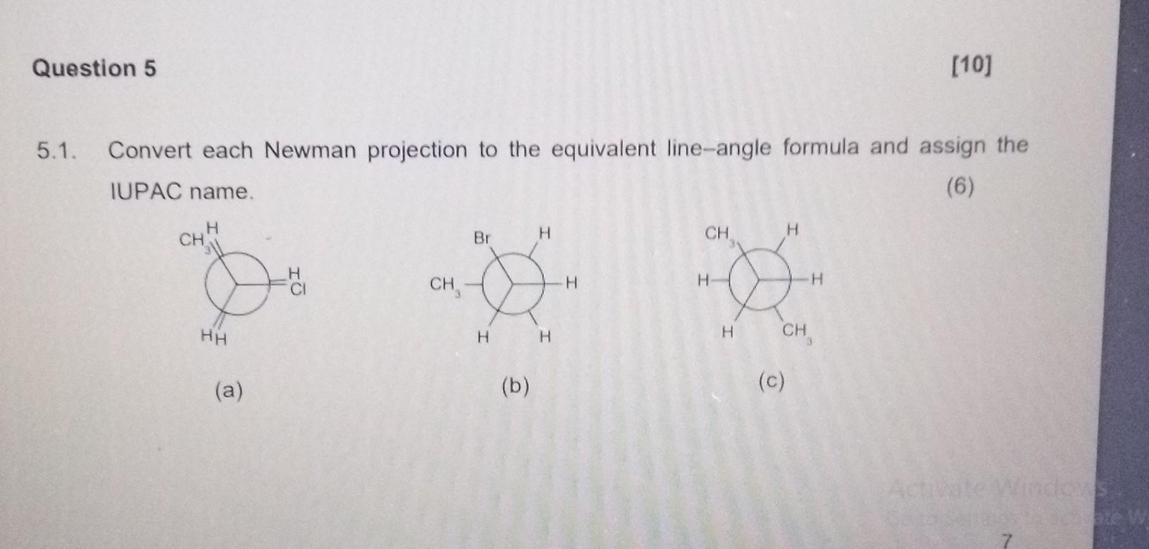 1. Convert each Newman projection to the equivalent | Chegg.com