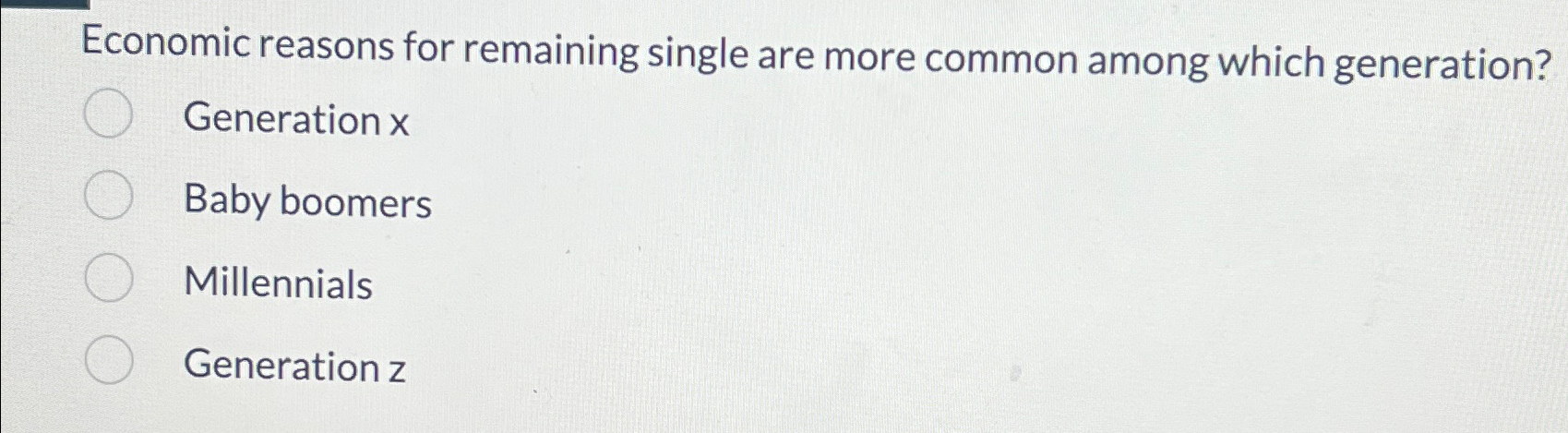 Solved Economic reasons for remaining single are more common | Chegg.com