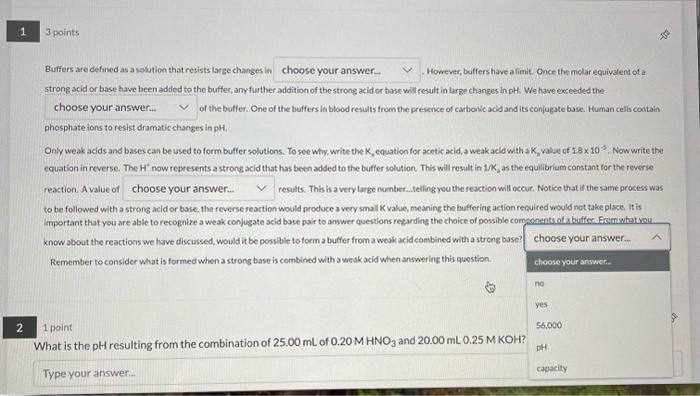 Solved 1.3 points Buffers are defned as a solution that | Chegg.com