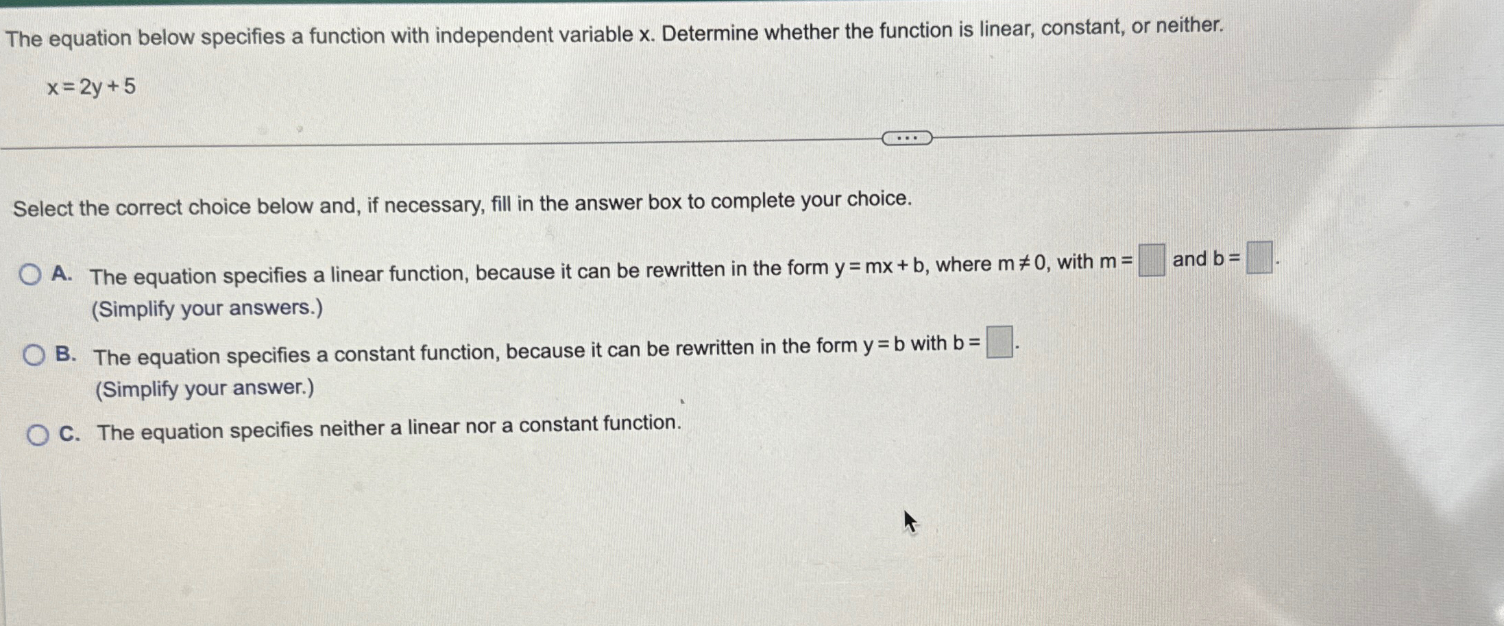 Solved The equation below specifies a function with | Chegg.com