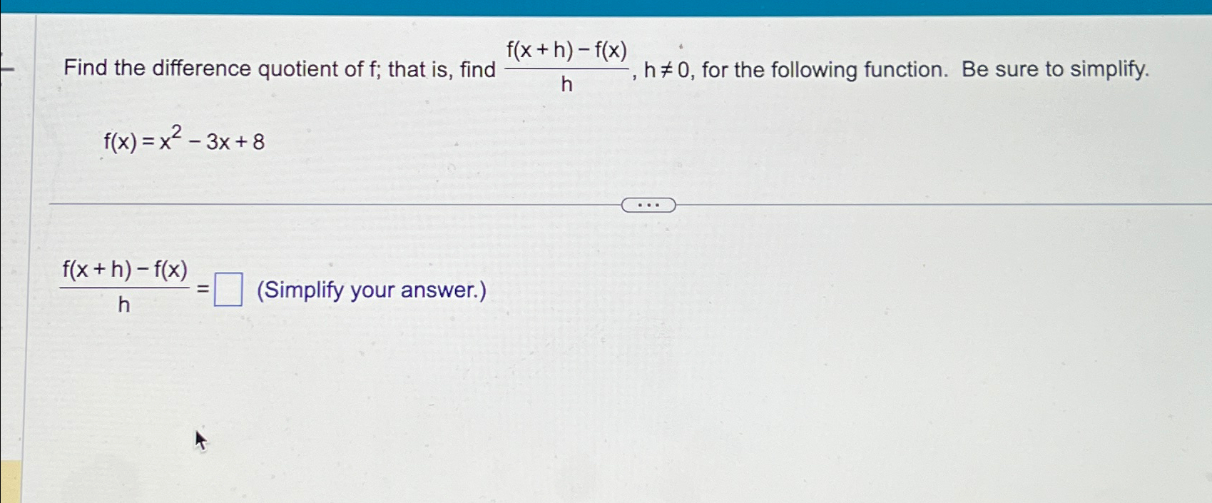 Solved Find the difference quotient of f; that is, ﻿find | Chegg.com