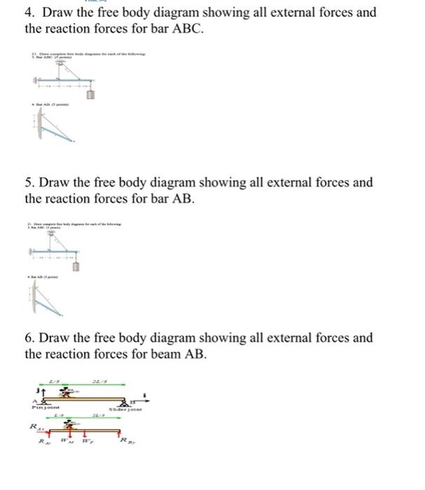 Solved 4. Draw the free body diagram showing all external | Chegg.com