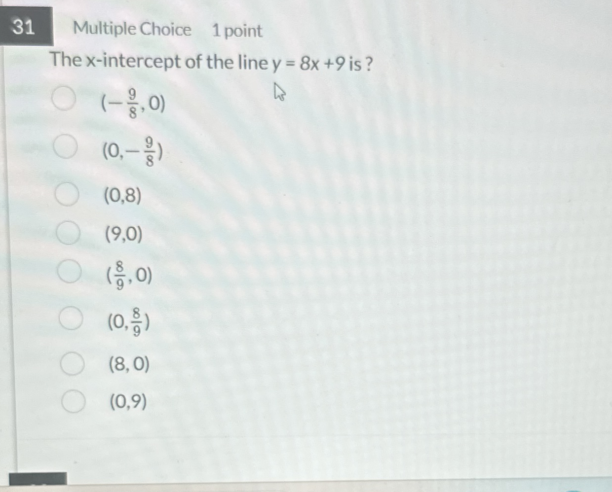 Solved 31Multiple Choice1 ﻿pointThe x-intercept of the line | Chegg.com
