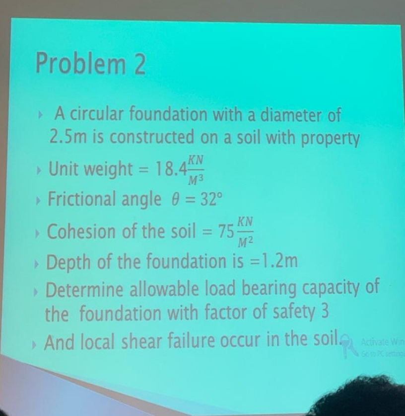 Solved Problem 2A circular foundation with a diameter of | Chegg.com