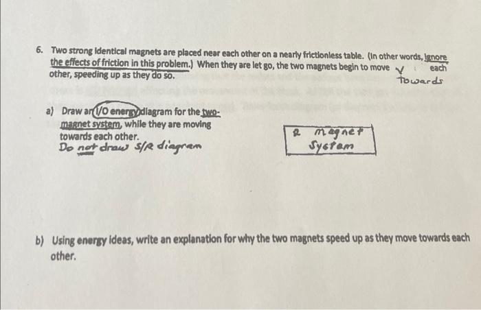 Solved 6. Two strong identical magnets are placed near each | Chegg.com