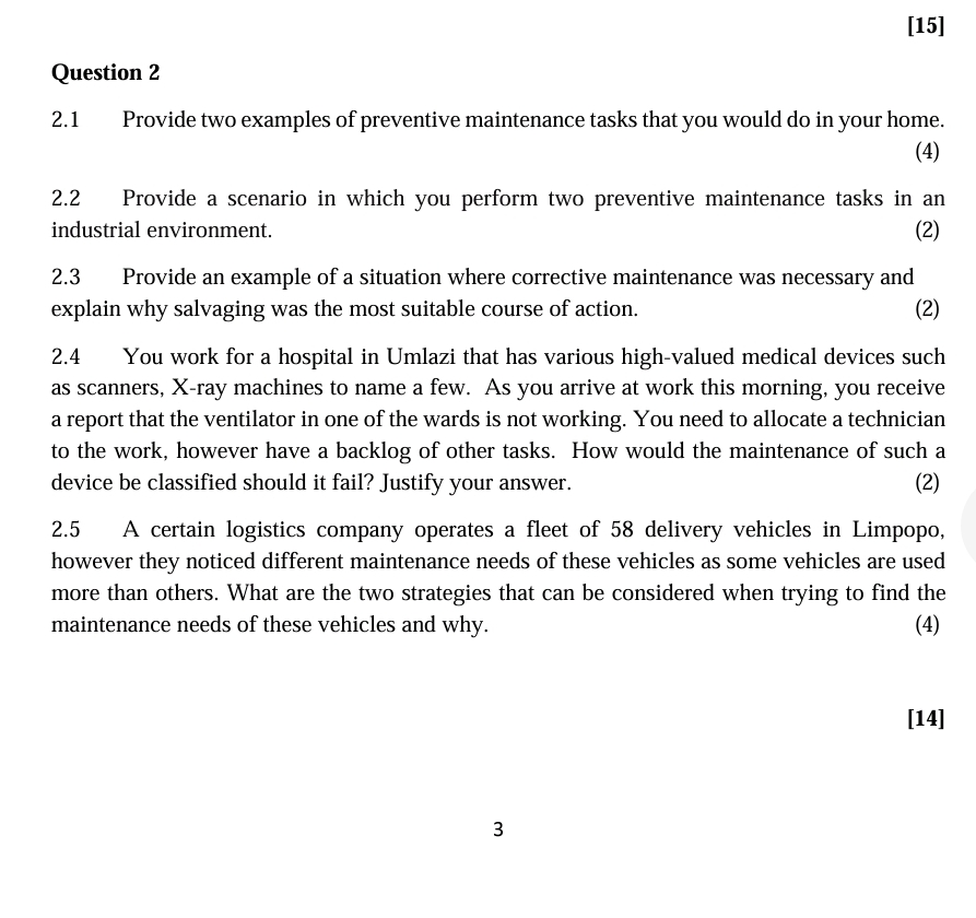 Solved [15]Question 22.1 ﻿Provide two examples of preventive | Chegg.com