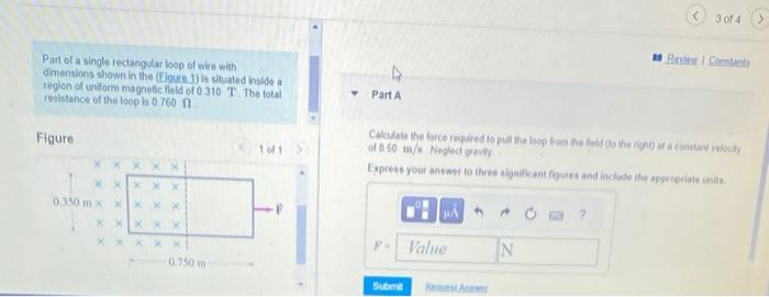 Solved Patt of a tingle rectangular loop of wire with | Chegg.com