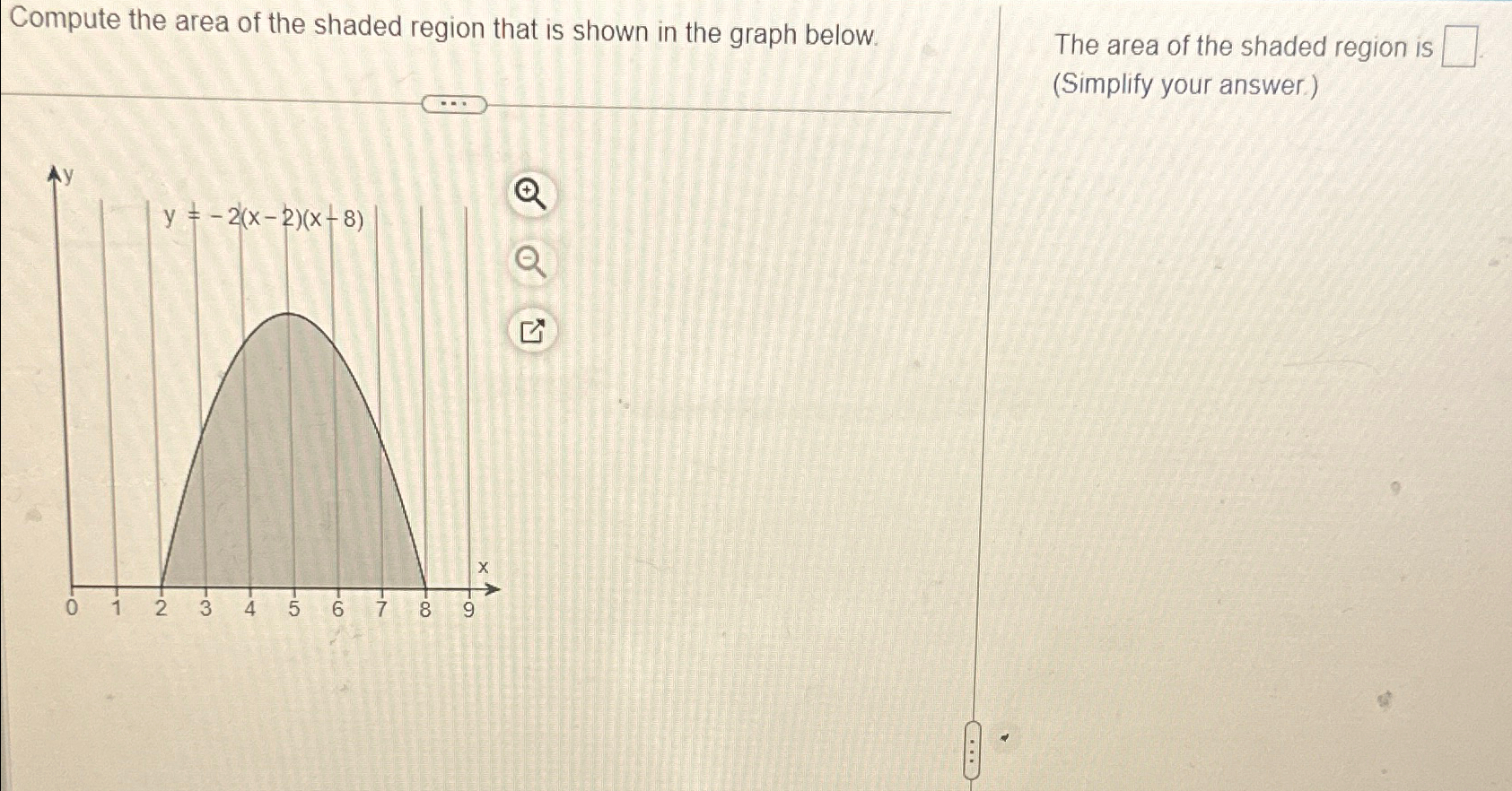 Solved Compute the area of the shaded region that is shown | Chegg.com