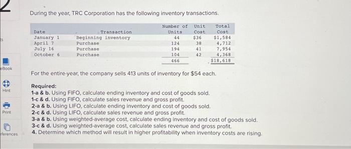 Solved During the year, TRC Corporation has the following | Chegg.com Solved During the year, TRC Corporation has the following | Chegg.com