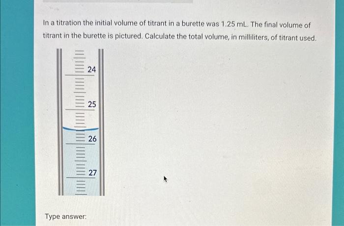Solved In a titration the initial volume of titrant in a | Chegg.com