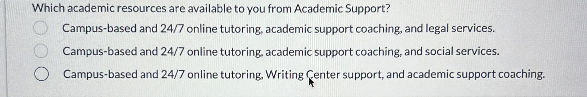 Solved Which academic resources are available to you from | Chegg.com