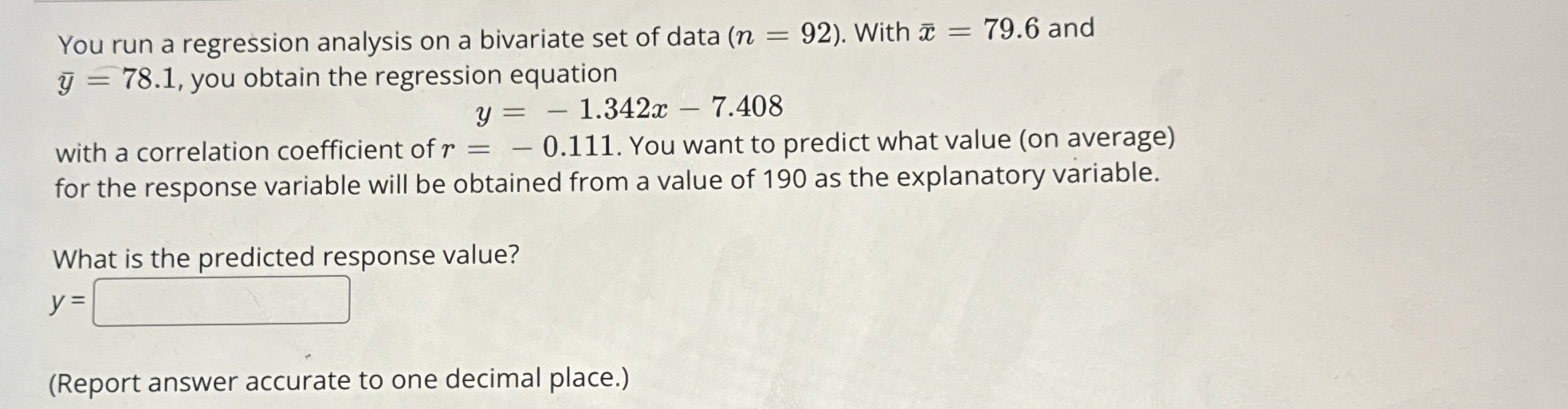 Solved You run a regression analysis on a bivariate set of | Chegg.com
